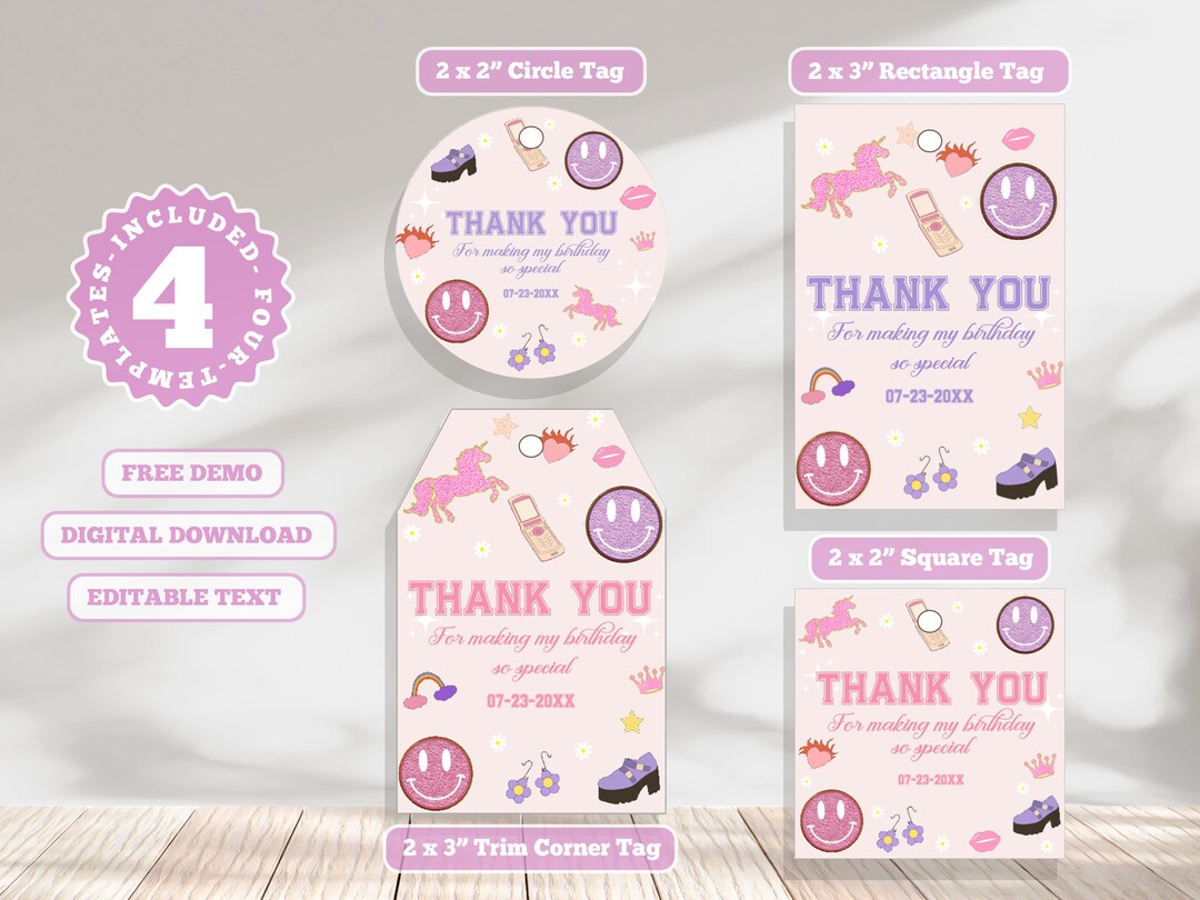 Varsity Patch Letter Birthday Thank You Tag, Lets Party Birthday Thank ...