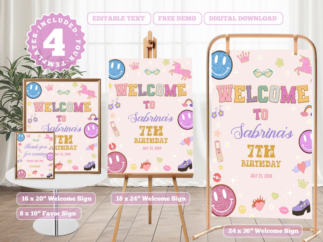 Varsity Patch Letter Birthday Welcome Sign, Lets Party Birthday Favor ...