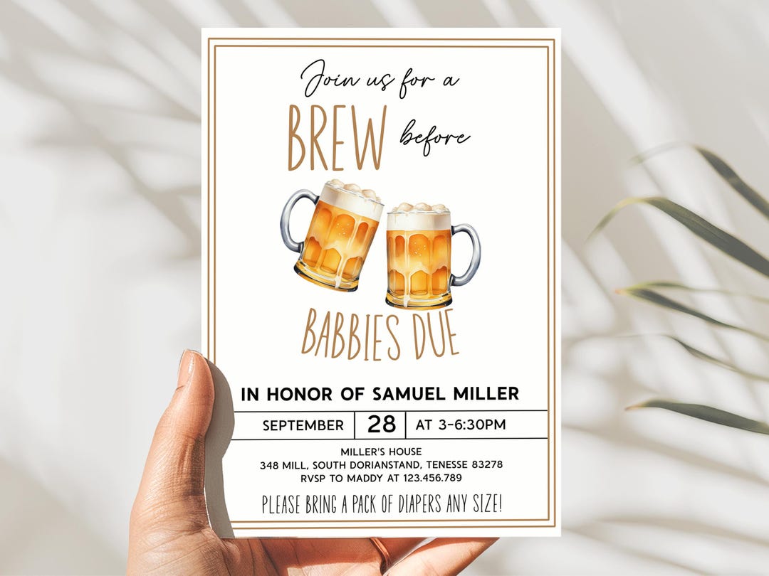 Brew Before Babies Due Baby Shower Invitation, Editable Beer Diaper ...