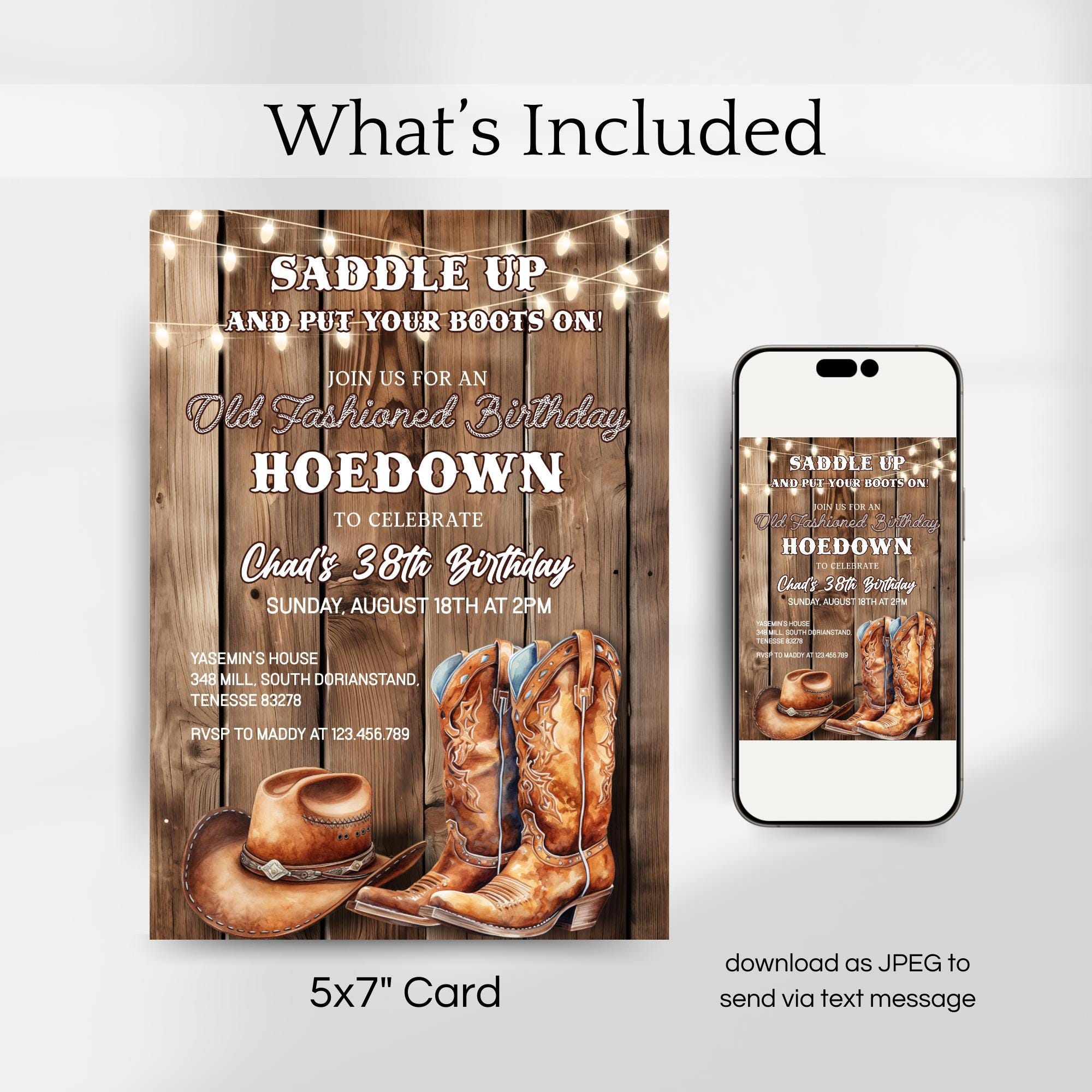 Editable Western Hoedown Invitation, Country Western Birthday, Saddle ...