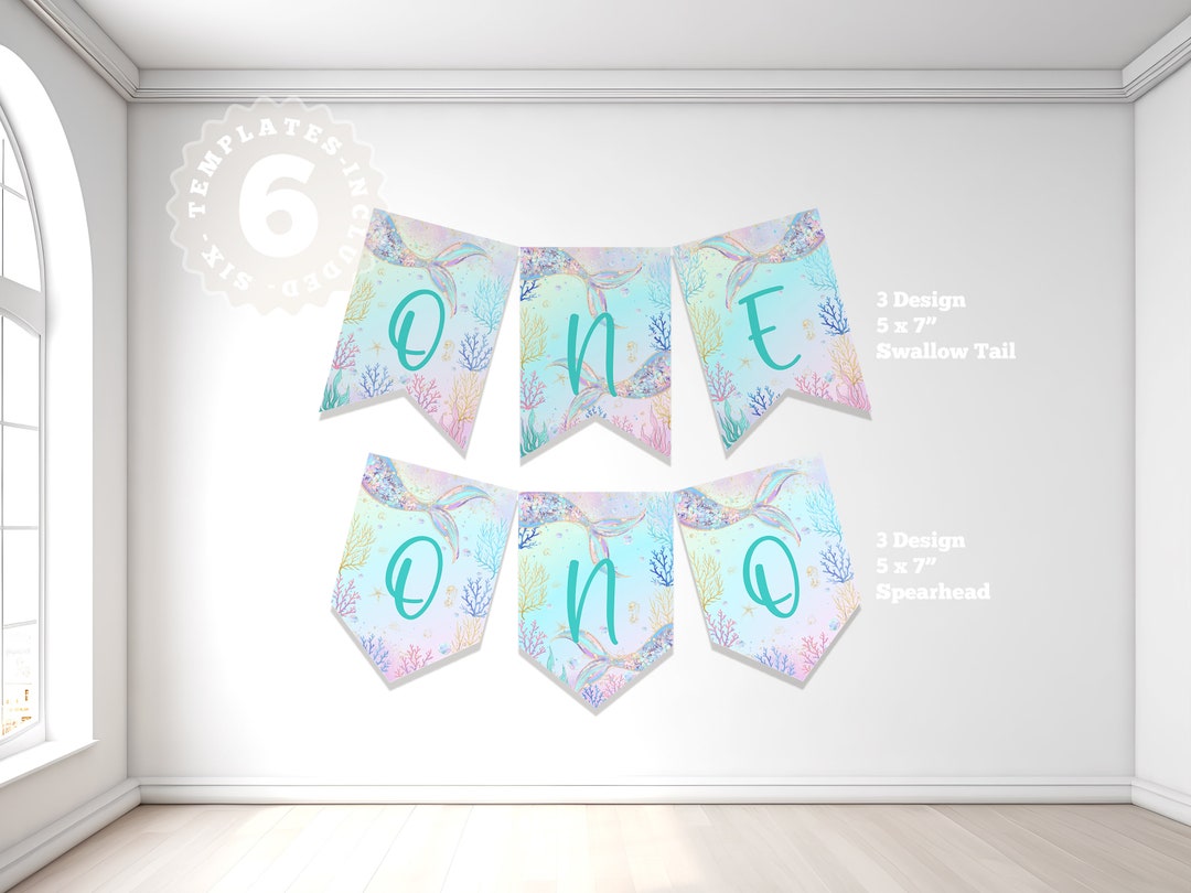 Editable Mermaid Birthday Welcome Bunting Banner Custom, Mermaid Bash ...