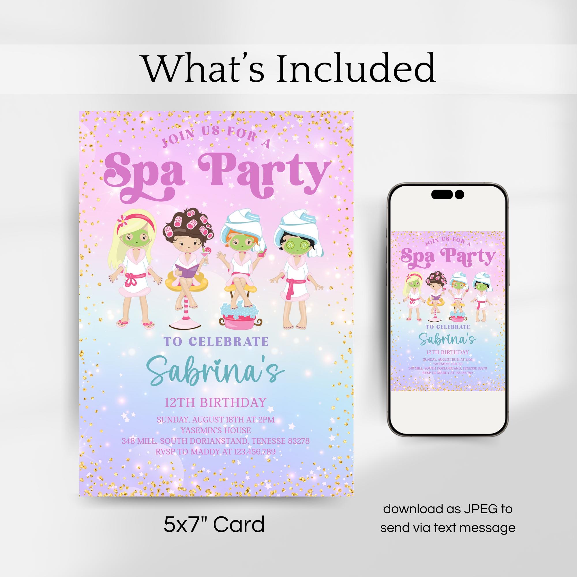 Editable Spa Party Invitation, Pamper Party Template, Glitz and Glam ...