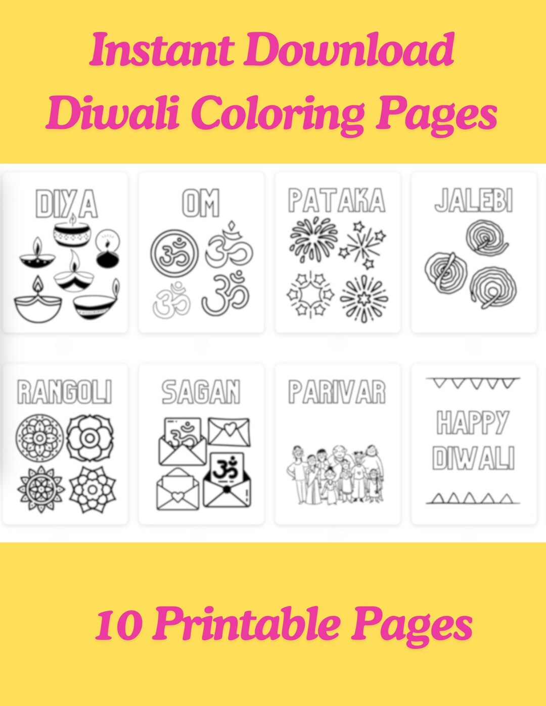 Diwali Coloring Pages | Instant Download Coloring Pages | Coloring Book ...