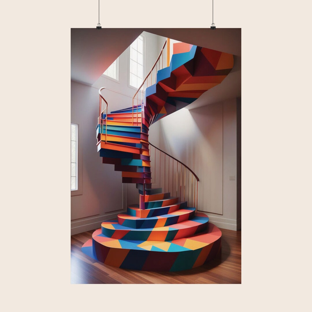 Premium Matte Vertical Poster Dimensional Stairs, Decoration, Canvas ...