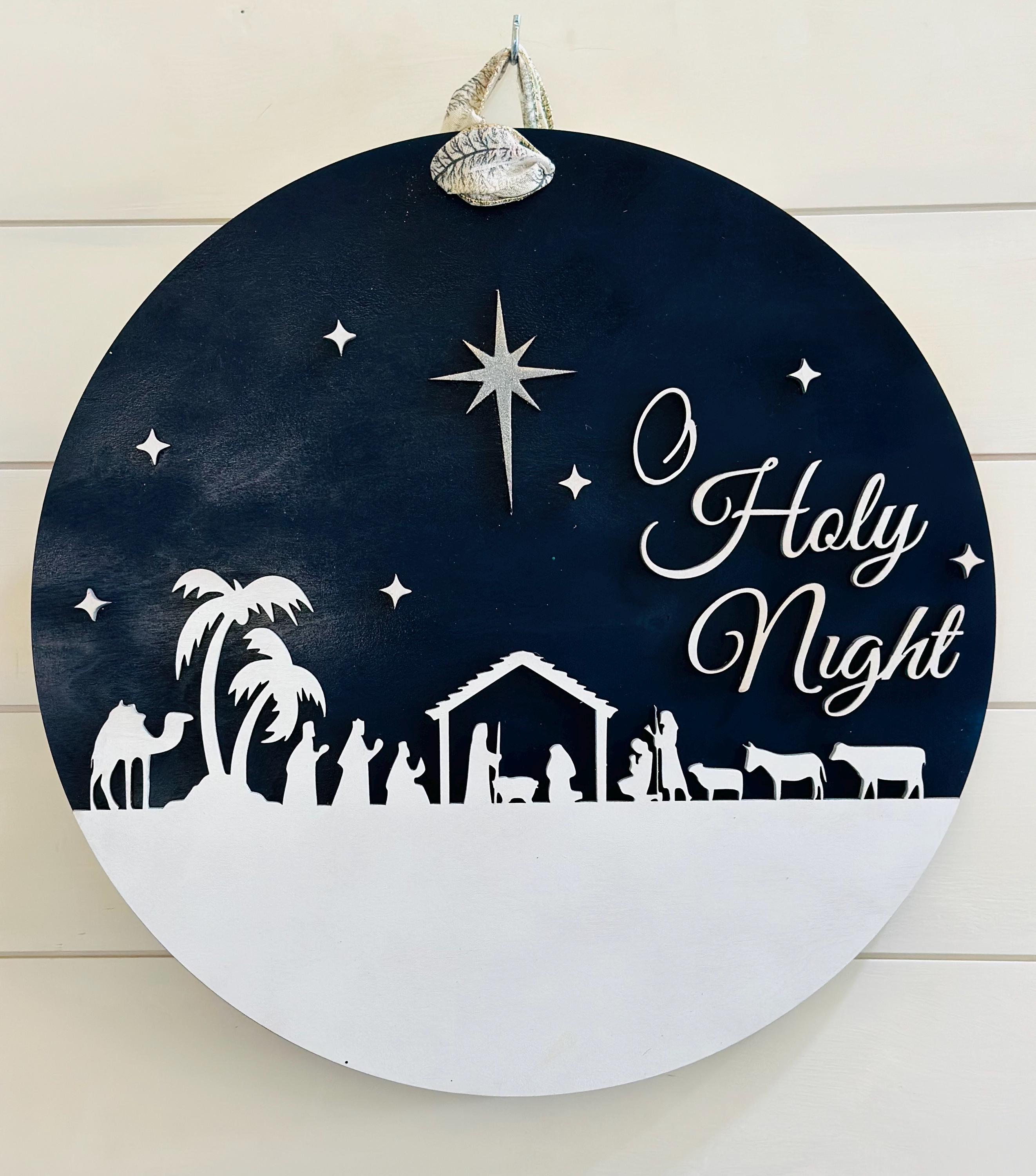 O Holy Night I Nativity Door Hanger I Festive Holiday Decor Sign I ...