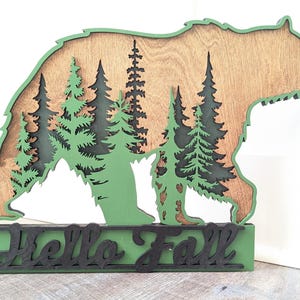 Rustic Cabin Bear Forest Welcome Sign - Handcrafted Wood Décor for Cozy ...
