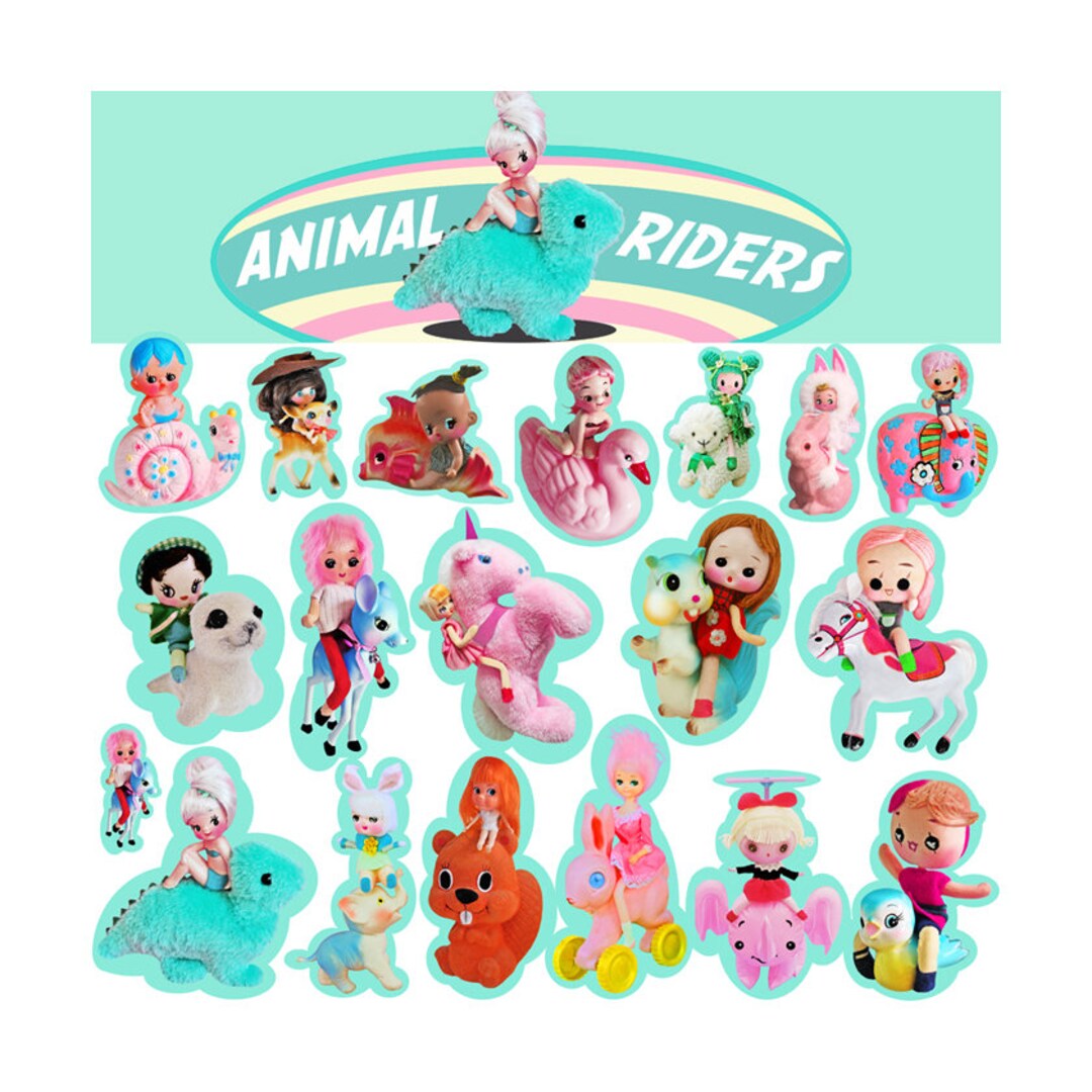 Stickers Cute Big Eye Dolly Animal Rider Boopsiedaisy Sticky Poos - Etsy