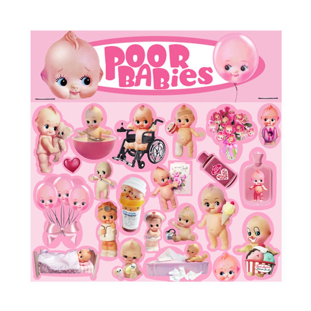Get Well Cheer up Kewpie Stickers Cute Big Eye Dolly Baby Boopsiedaisy ...