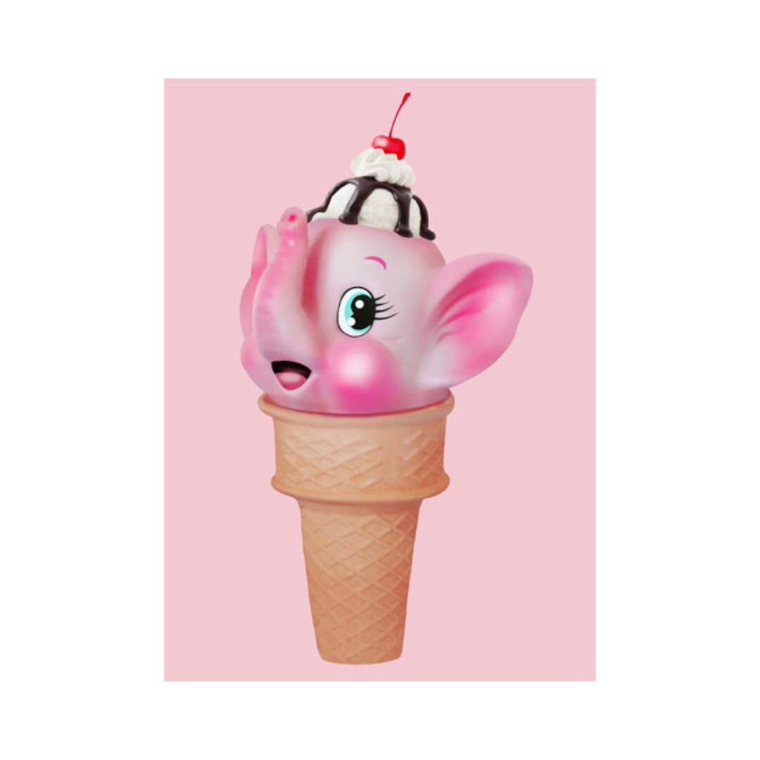 Ice Cream Cone Elephant Print 5 X 7 ELI CREAM CONE - Etsy