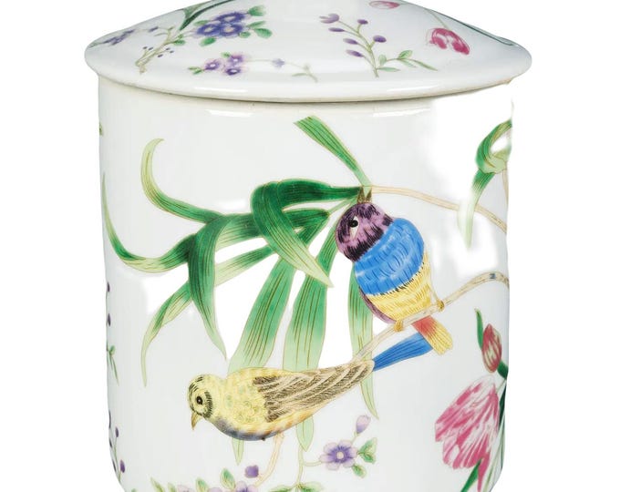 Green and White Porcelain Country Peony Cachepot - Etsy