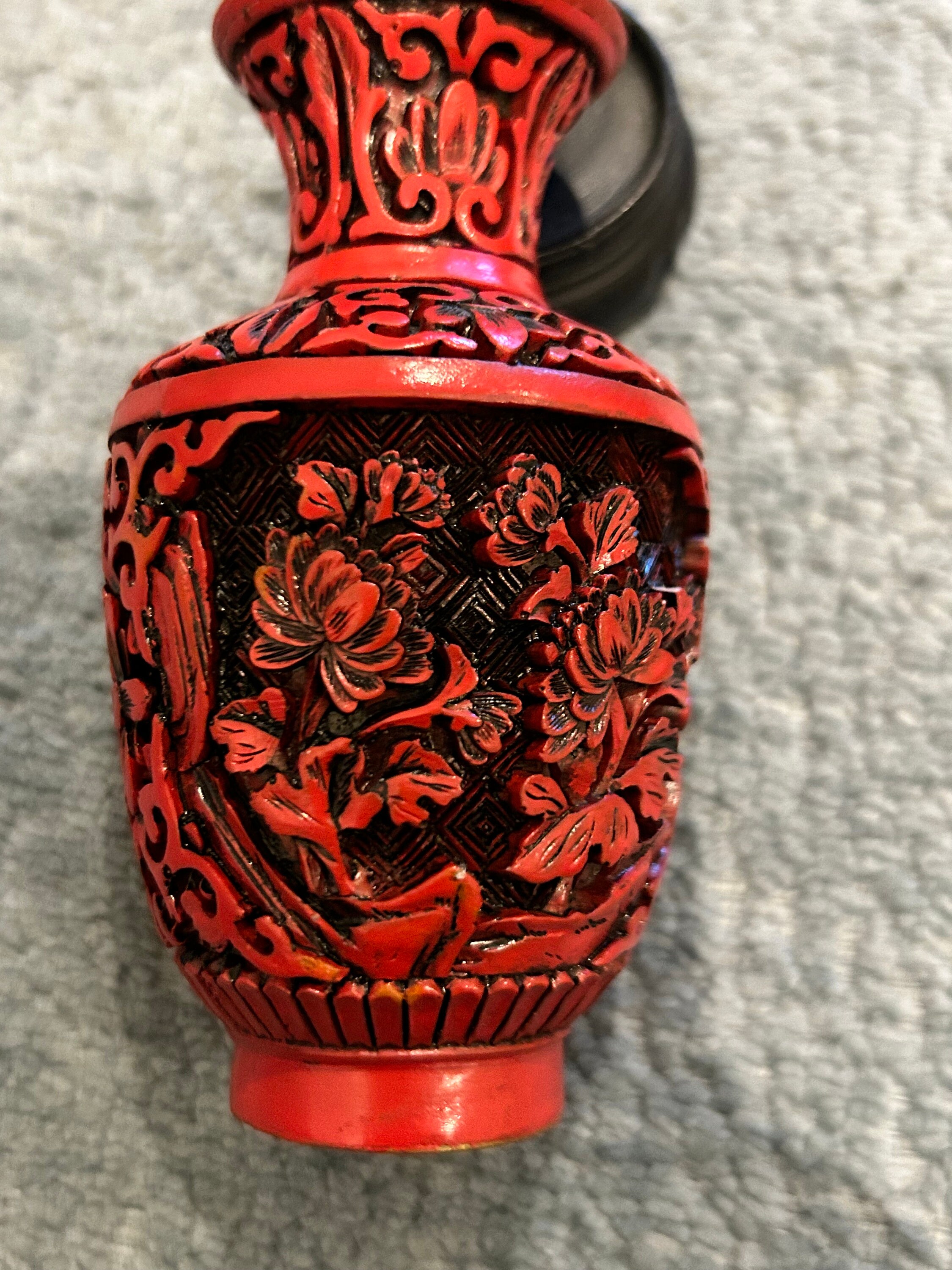 Chinese Carved Red Cinnabar Lacquer Mini Vase - Etsy