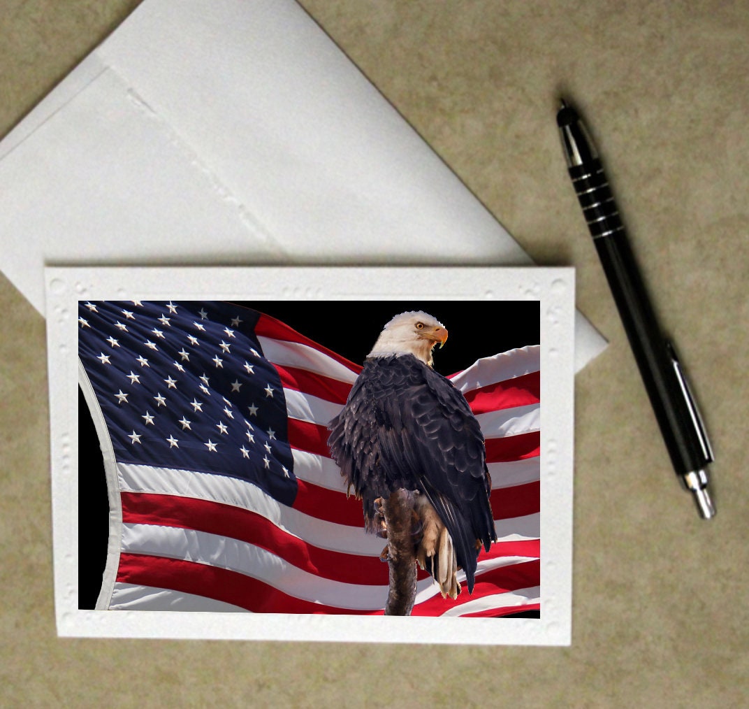 USA Flag Stationary, Military Gift, Patriotic Card, Patriotic ...