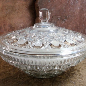 Vintage Powder Dish Set With Handmade Powder Puff, Glass Vanity Jar ...