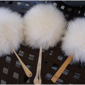 Silver Long Handled Powder Puff, Handmade With Opulent Sheepskin ...