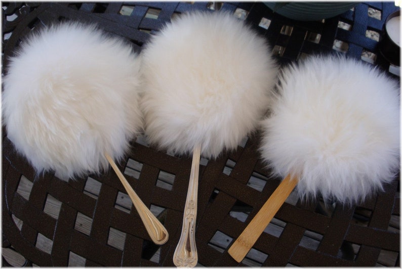 Silver Long Handled Powder Puff, Handmade With Opulent Sheepskin ...