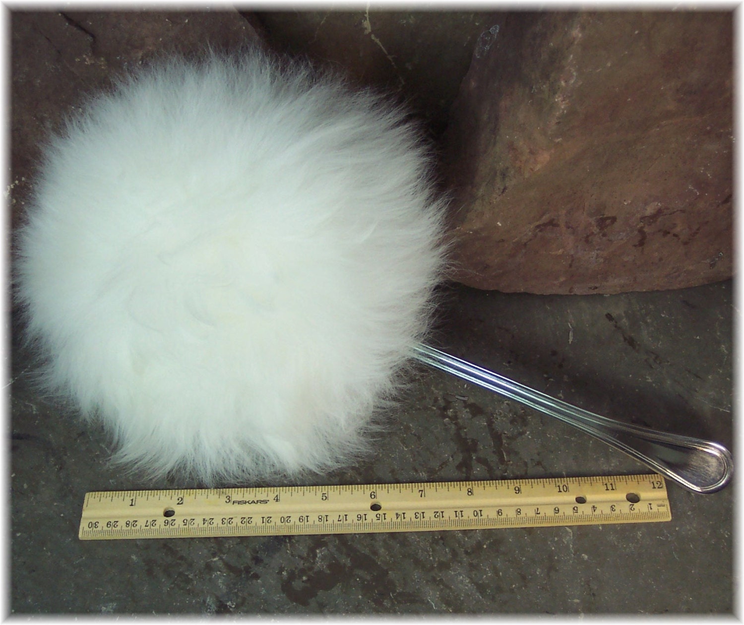 Silver Long Handled Powder Puff, Handmade With Opulent Sheepskin ...