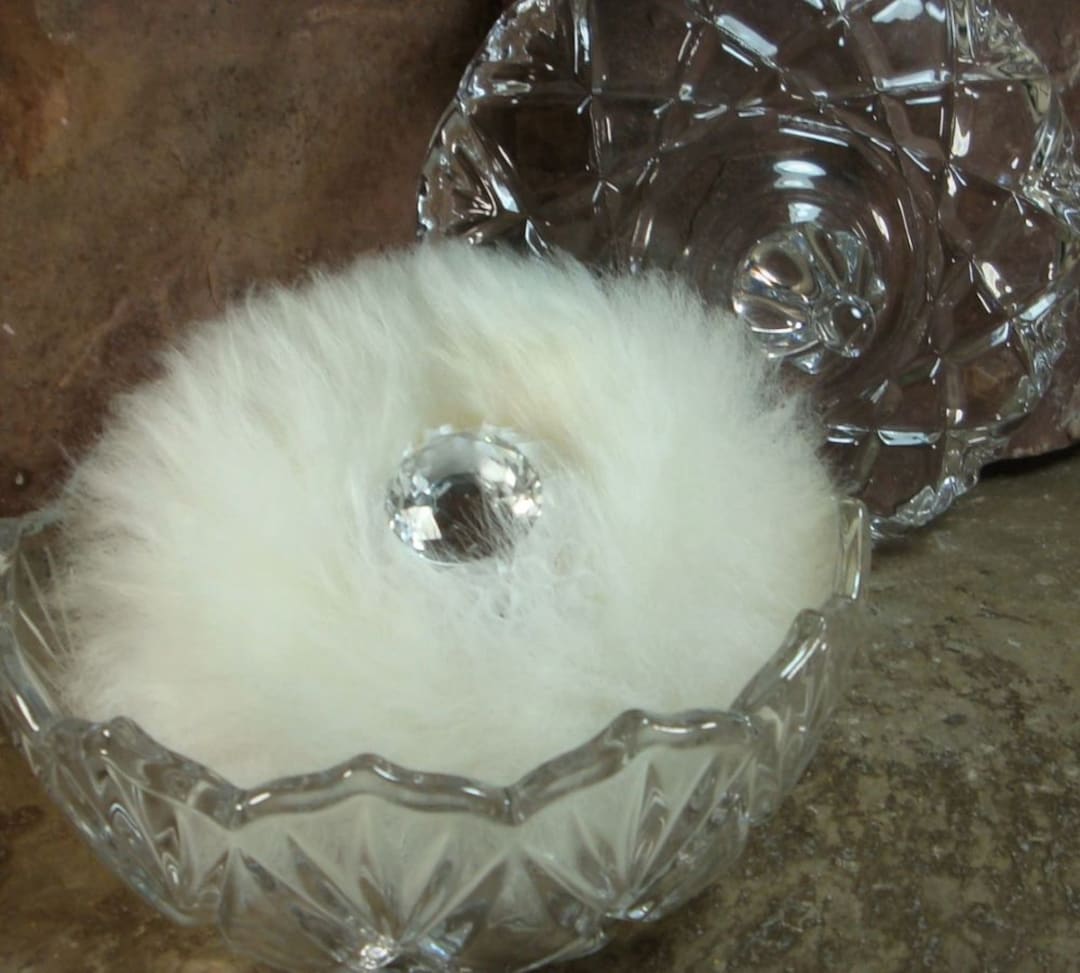 Powder Dish Set With Handmade Powder Puff, Glass Vanity Jar & Powder - Etsy