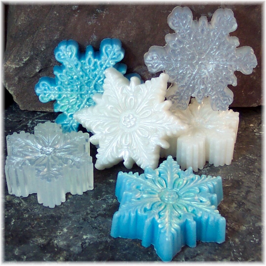 Sparkling Snowflake Glycerin Soap Gift Set Six Assorted Blue, White and ...