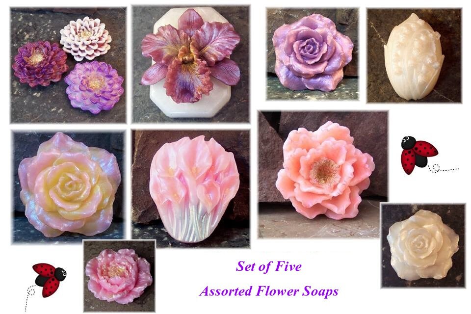 Flower Soap Soap Gift Set Set of 5 Assorted Flower Garden | Etsy