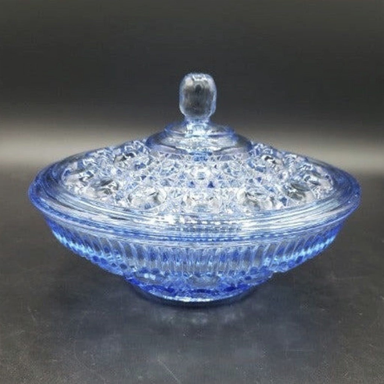 Vintage Powder Dish Set With Handmade Powder Puff Glass - Etsy