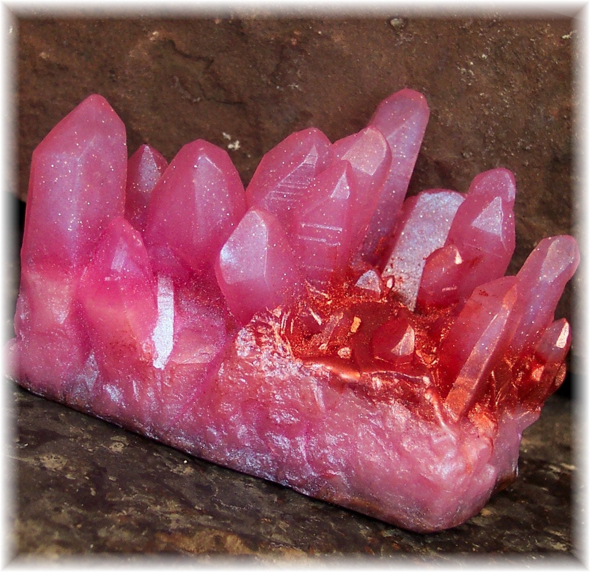 Rose Quartz Soap Rock Raw Crystal Geode Formation Rose Petal Scent - Etsy