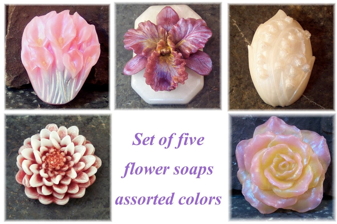 Flower Soap, Soap Gift Set, Set of 5 Assorted Flower Garden Soaps ...