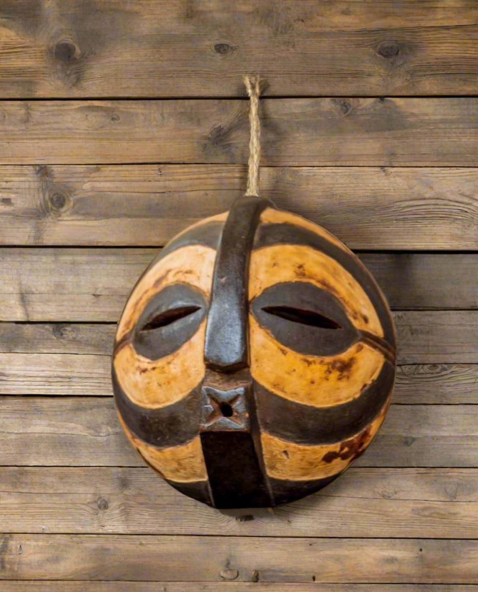 Round Wooden Mask , Wall Art Decor Mask , Trendy Decorative Mask, Home ...
