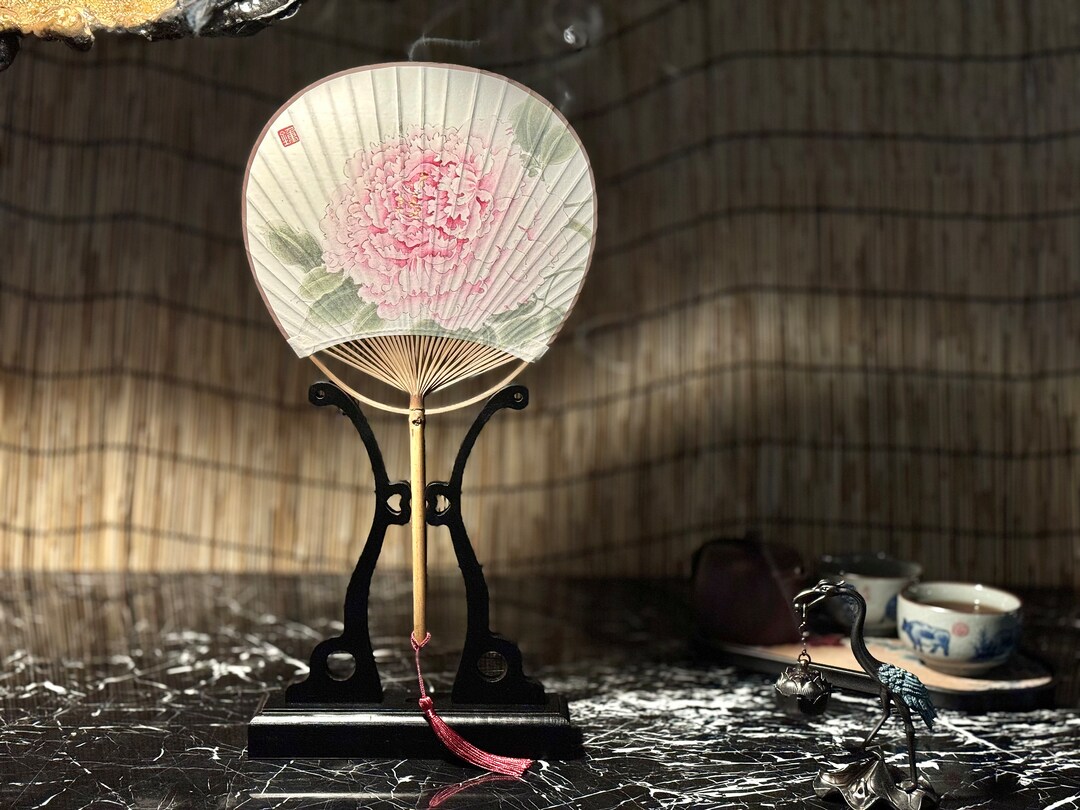 Handmade Chinese Ink Painting Hand Fan, Peony，traditional Chinese Art ...