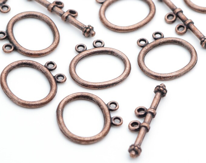 8 Sets Large Two Strand Toggle Clasps, Copper Plated Base Metal, Plain ...