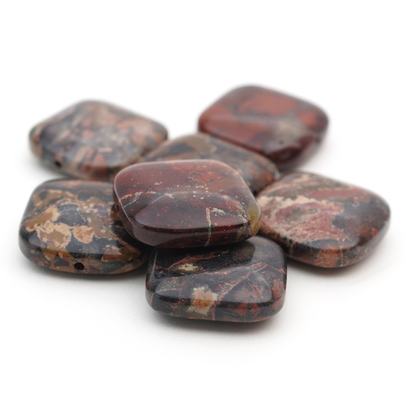7 Pcs Red Brecciated Jasper Beads Square Flat Red Brown Black - Etsy