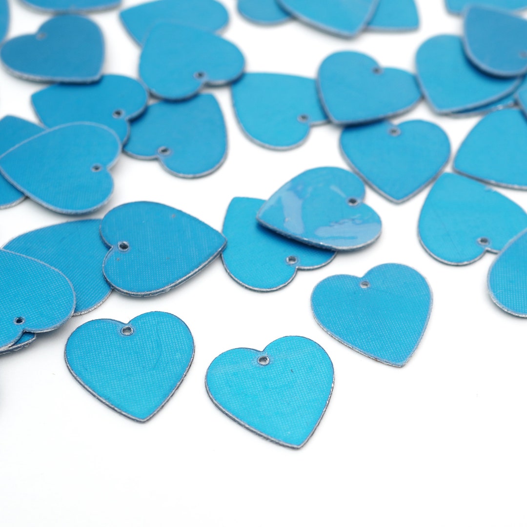 50 Pcs Flat Heart Shape Aluminum Blanks, Blue Lightweight Metal ...