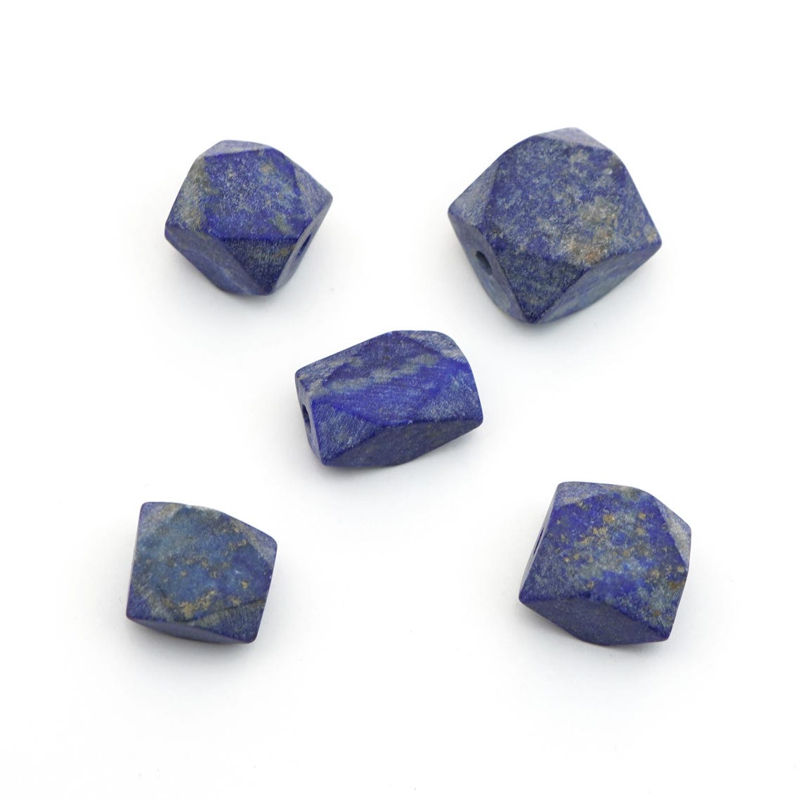 5 Pcs Matte Lapis Cornerless Cube Shape Beads, Opaque Blue Semiprecious ...