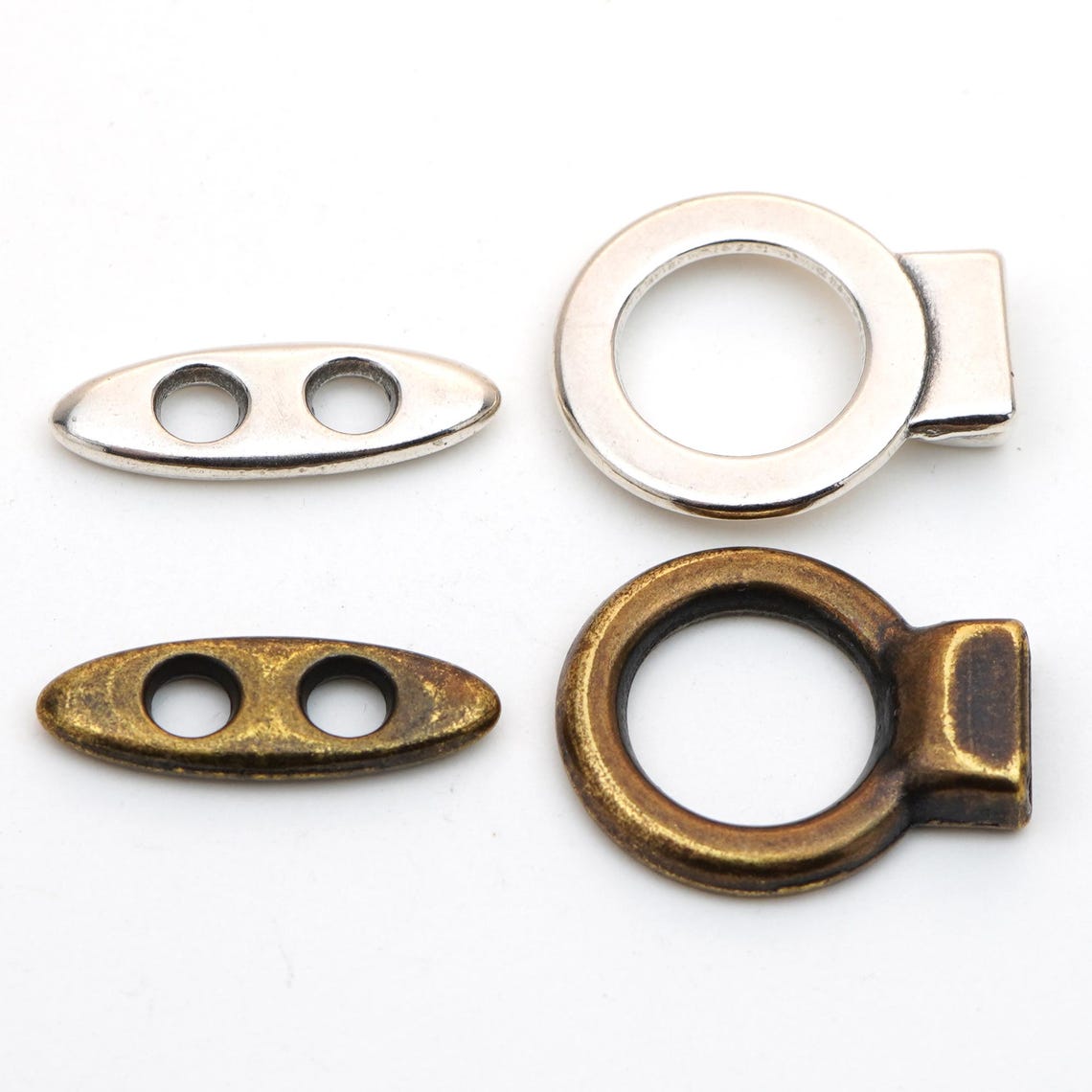 2 Sets Large Toggle Clasps for Leather, Glue in Components, Antiqued ...