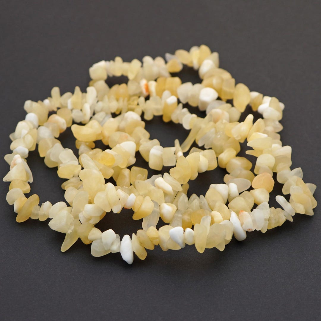 Small Yellow Matte Aragonite Chip Beads, 32
