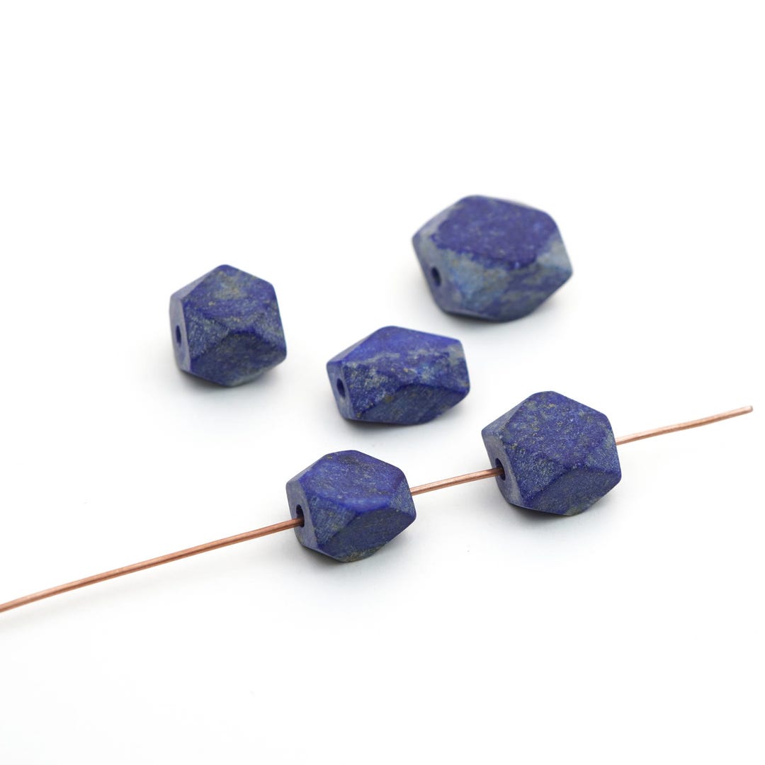 5 Pcs Matte Lapis Cornerless Cube Shape Beads, Opaque Blue Semiprecious ...