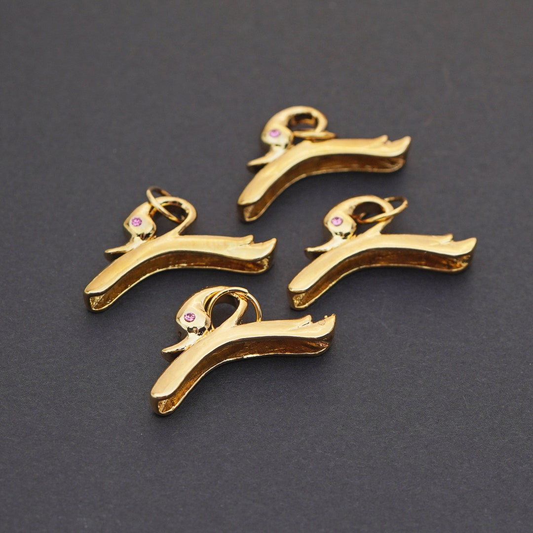 4 Pcs Swan Glue on Donut Bails, Gold Plated, Loop on Top, Meant for ...