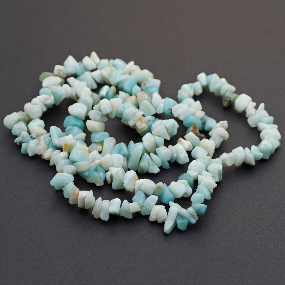 One 30 Strand of Small Amazonite Chips Beads, Light Blue Semiprecious ...