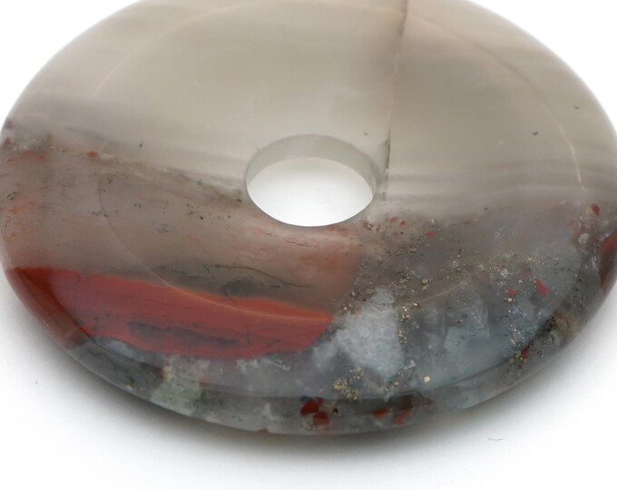 Large Light Green Serpentine Donut Pendant, Flat Round Semiprecious ...