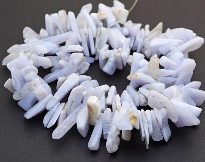 Light Blue Lace Agate Long Top Drilled Chips, 15" Strand Semiprecious ...