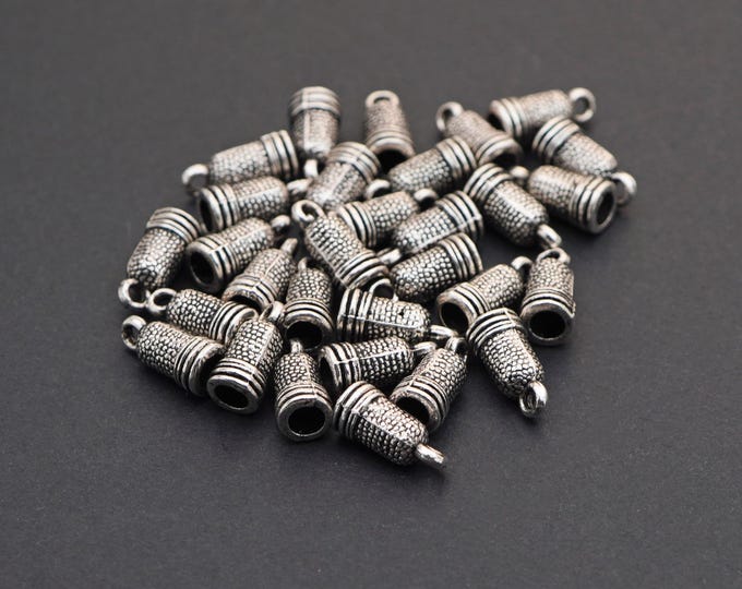 30 Pcs Kumihimo or Leather End Caps With Loops, Antiqued Silver Tone ...