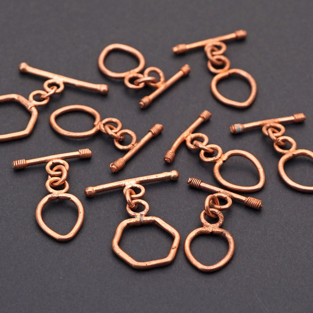 8 Sets Copper Plated Toggle Clasps, Two Styles, Hexagonal and Teardrop ...