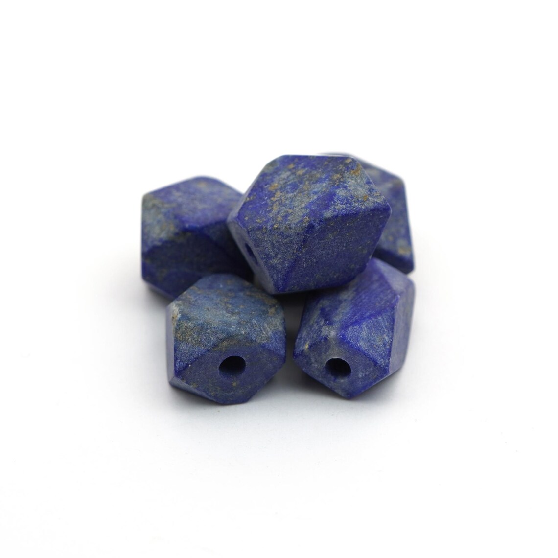 5 Pcs Matte Lapis Cornerless Cube Shape Beads, Opaque Blue Semiprecious ...