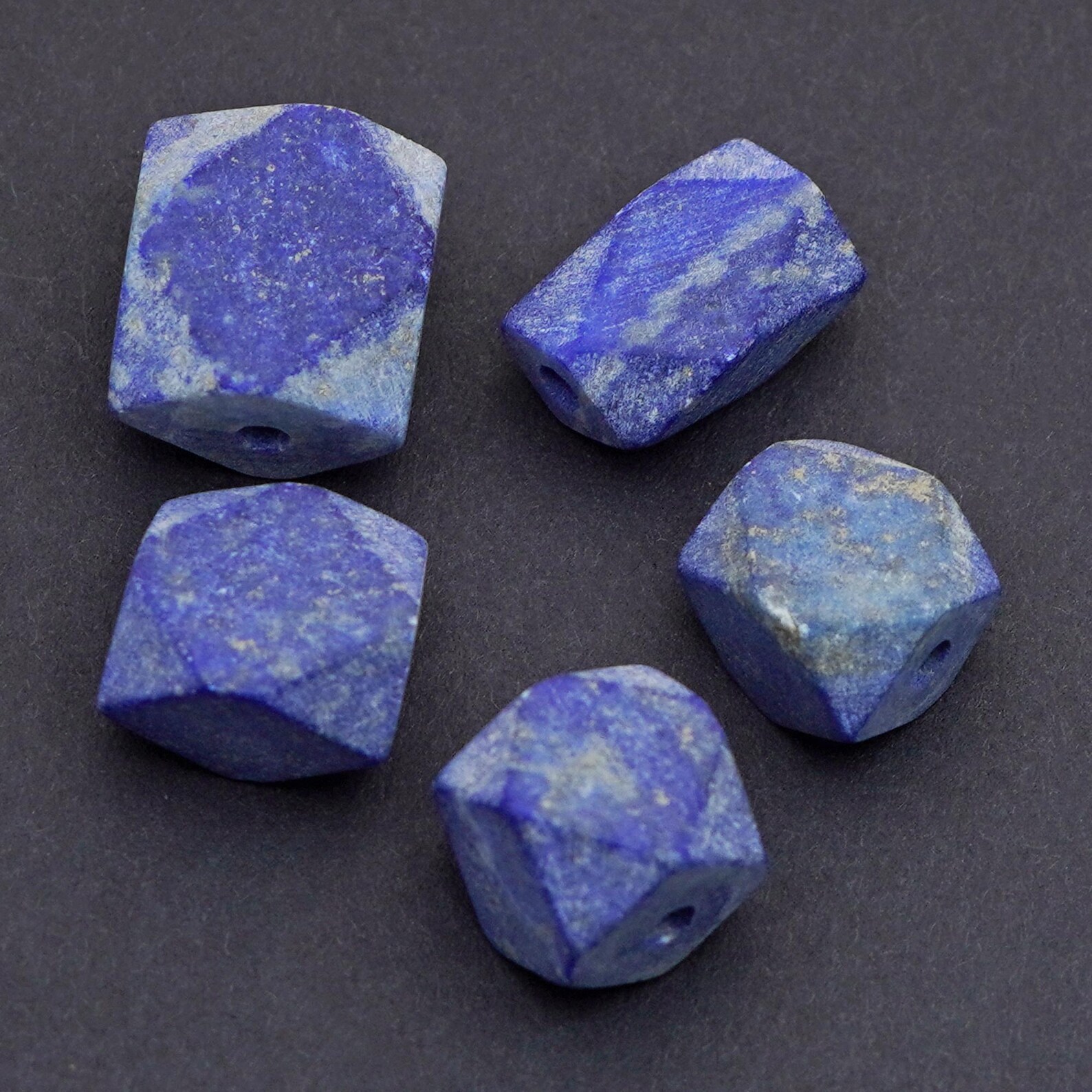 5 Pcs Matte Lapis Cornerless Cube Shape Beads, Opaque Blue Semiprecious ...