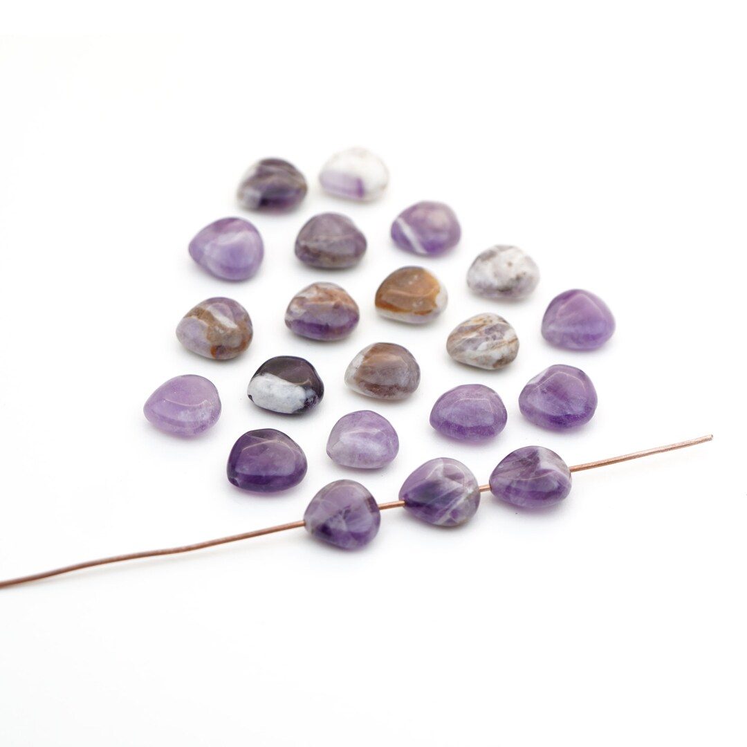 20 Small Flat Triangular Chevron Amethyst Beads, Purple and White ...