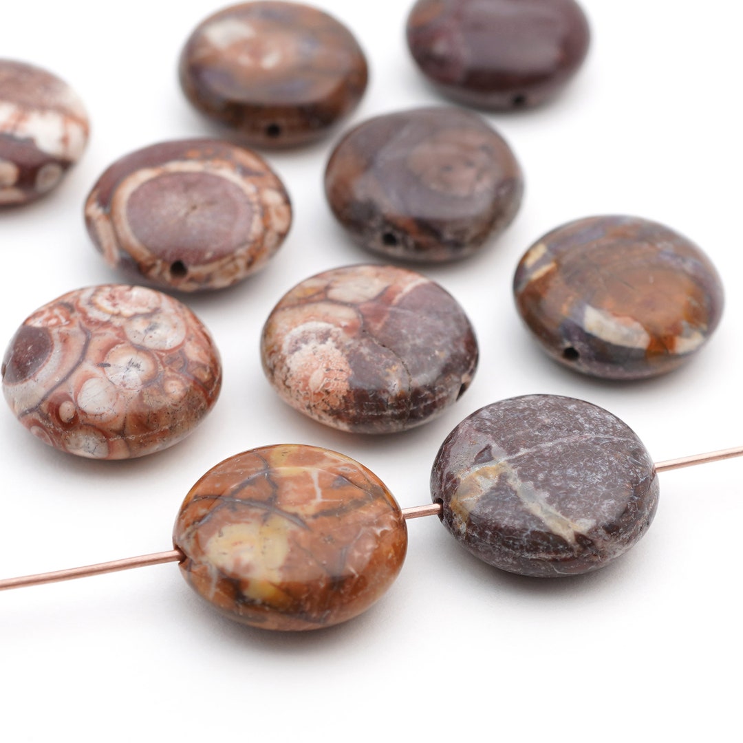 10 Pcs Birdseye Rhyolite Beads Flat Round Brown Red - Etsy