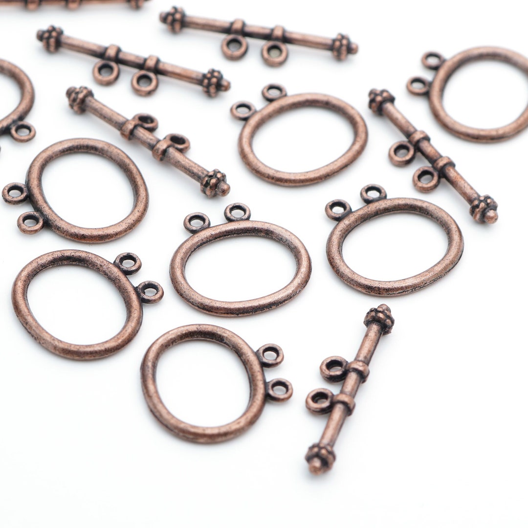 8 Sets Large Two Strand Toggle Clasps, Copper Plated Base Metal, Plain ...
