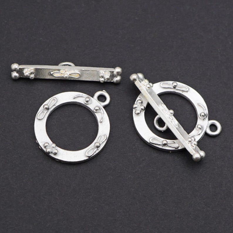 8 Sets Bright Silver Tone Toggle Clasps, Matte Look, Dot and Bow ...
