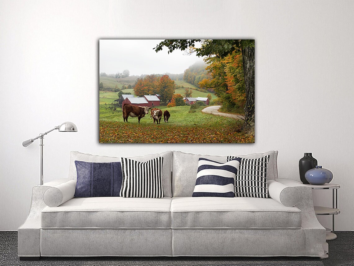 Jenne Farm With Cows Reading, Vermont Fall Foliage Photograph Print ...