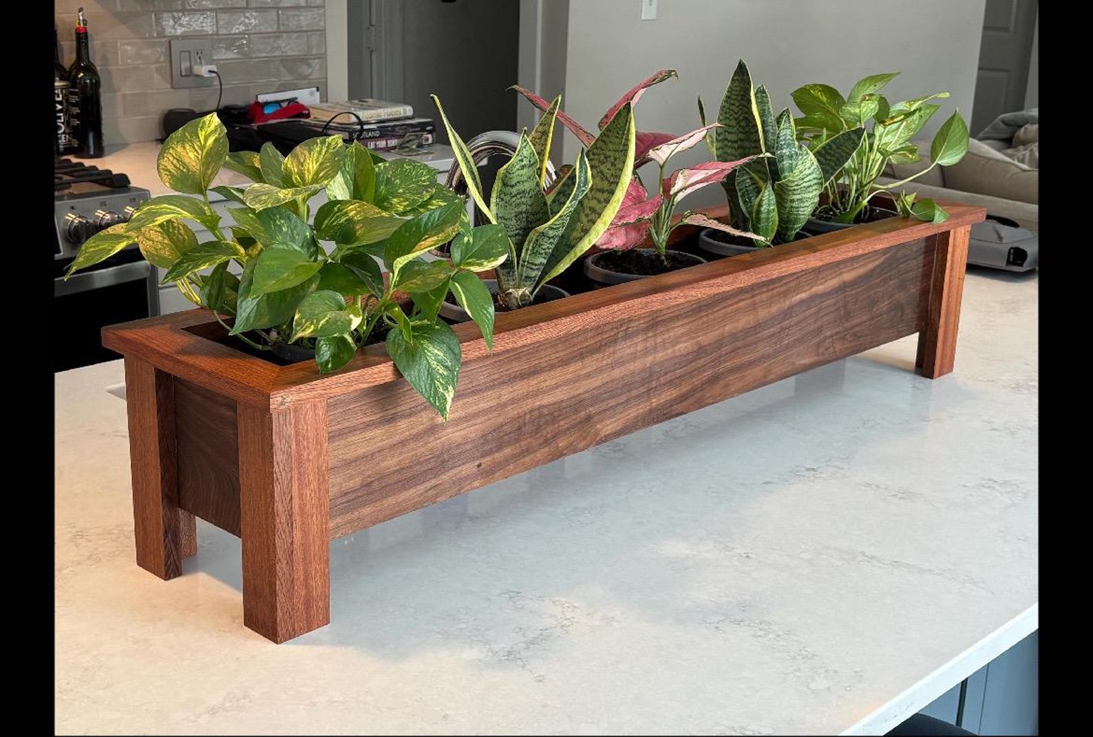 Custom Wooden Planter Box: Handmade Walnut & Sapele - Etsy