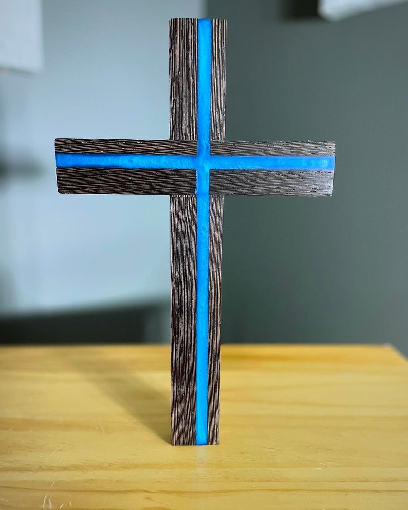 Handcrafted Wooden Cross With Colorful Resin Inlay - Unique Christian ...
